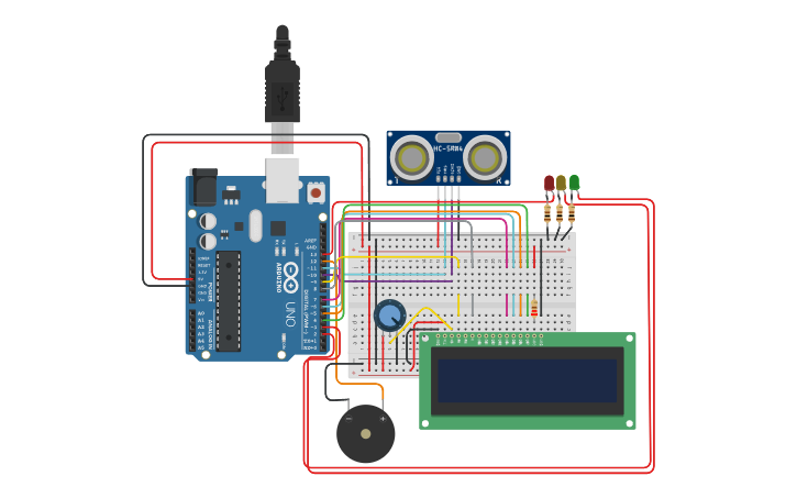 Circuit design Proximity_Alert_System - Tinkercad