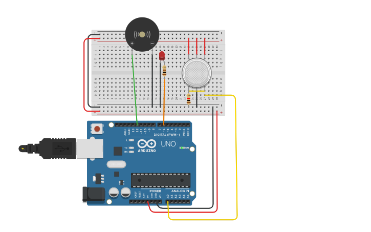 Circuit design PI - MQ2 Sensor - Tinkercad