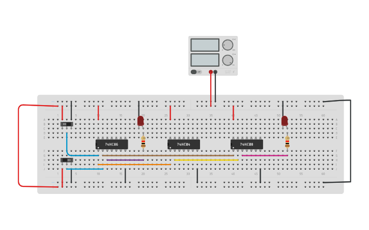 Circuit design Half Subtractor using gates | Tinkercad