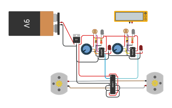 Circuit design Line Follower - Tinkercad