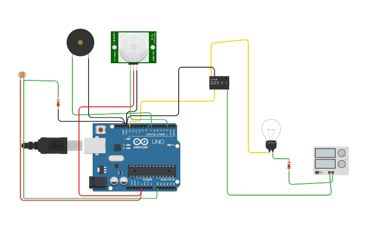 Circuit design Motion Based Light Control | Tinkercad