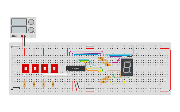 Circuit Design Decodificador Display De 7 Seg Tinkercad