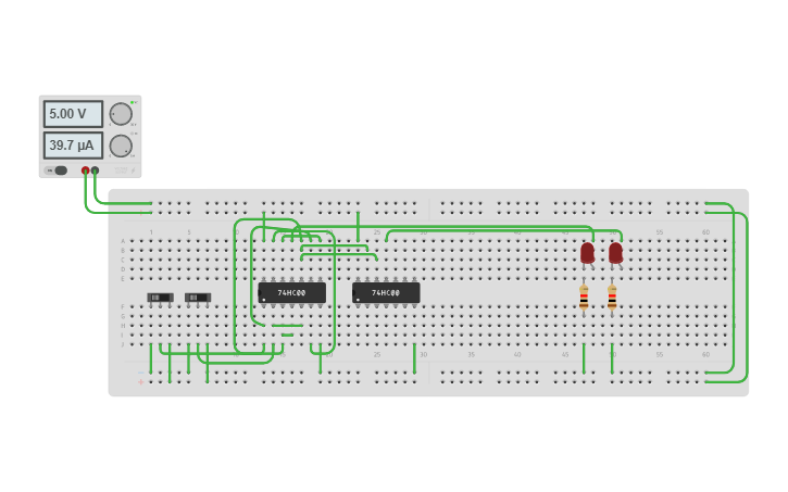 Circuit design Half Adder using NAND Gate - Tinkercad