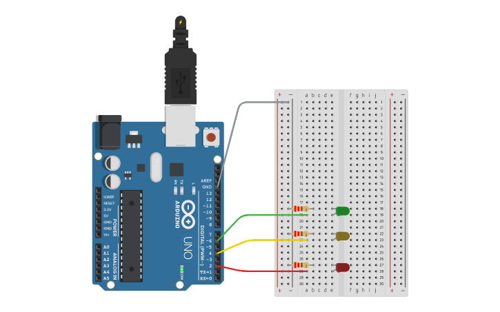 Circuit design LAB 2-3 LED X3 | Tinkercad