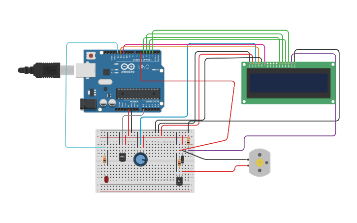 Circuit design Automatic room temp control system - Tinkercad