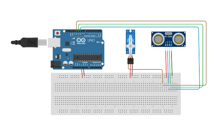 Circuit design Projeto Arduíno - Radar Rotativo - Tinkercad