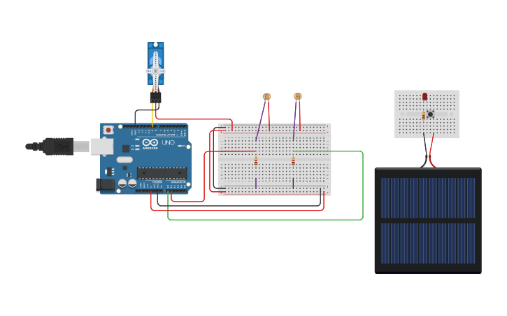 Circuit design Solar tracker - Tinkercad