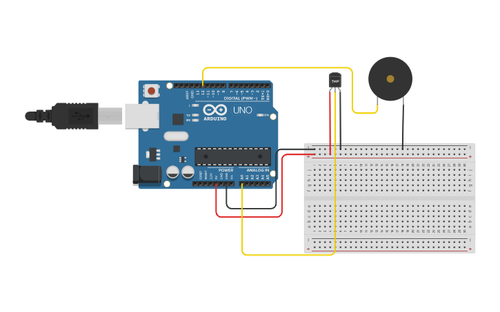 Circuit design temp sensor - Tinkercad