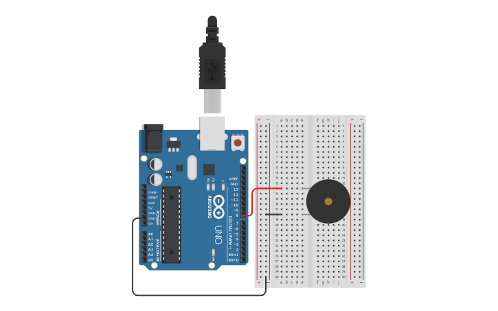 Circuit design Control de un Piezo | Tinkercad