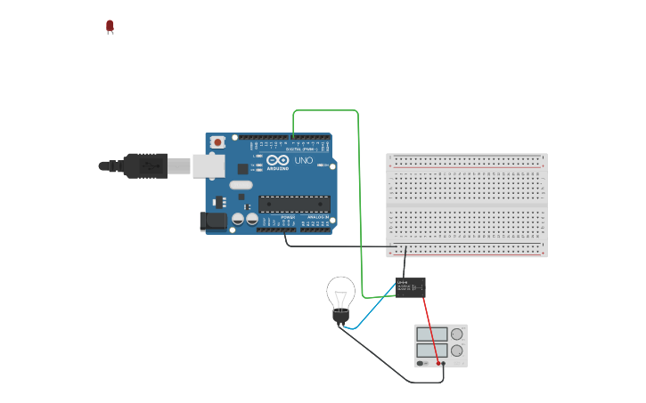 Circuit design rele lampara ac - Tinkercad