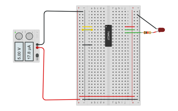 Circuit design 74HC27 THREE INPUT NOT GATE IC | Tinkercad