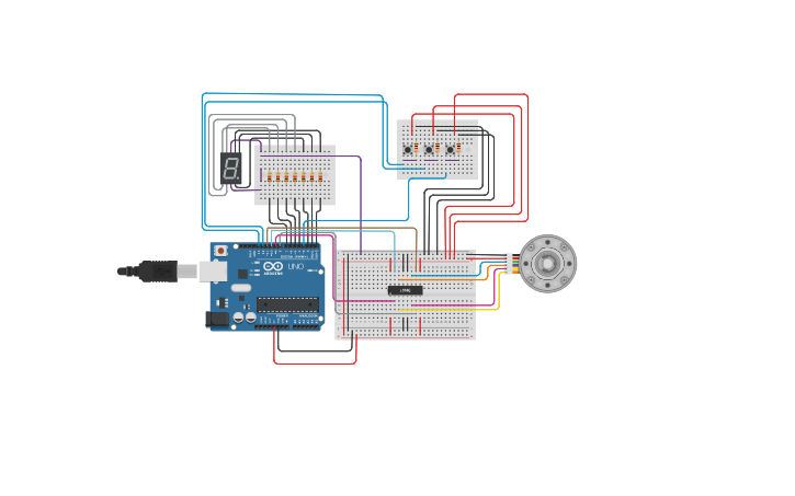 Circuit design Elevador Con Arduino - Tinkercad