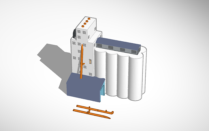 3D design Z scale Walthers grain elevator - Tinkercad