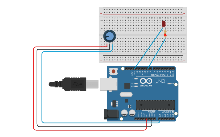 Circuit design 11a_Analog In_Out Serial | Tinkercad