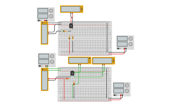 Circuit design Char. Of Transistor - Tinkercad