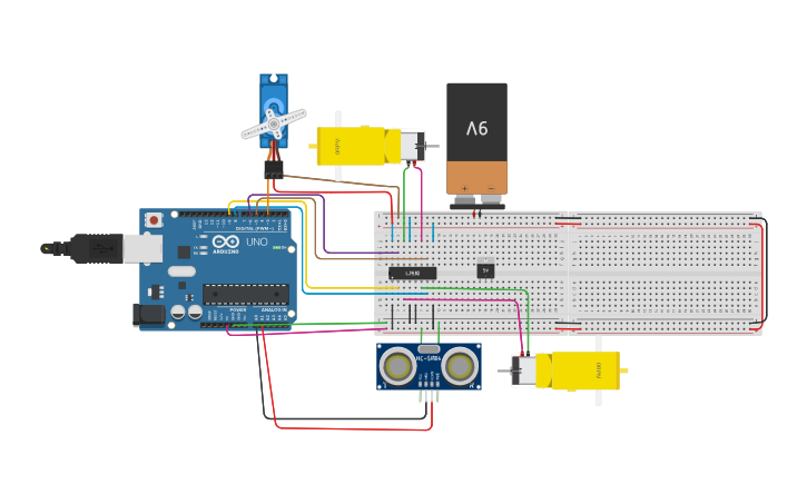 Circuit design evasor de obstaculo - Tinkercad