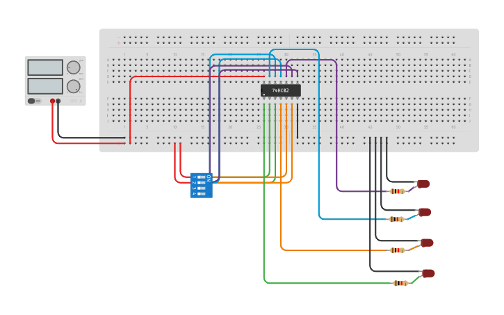 Circuit design NOR Gate - 7402 IC - Tinkercad