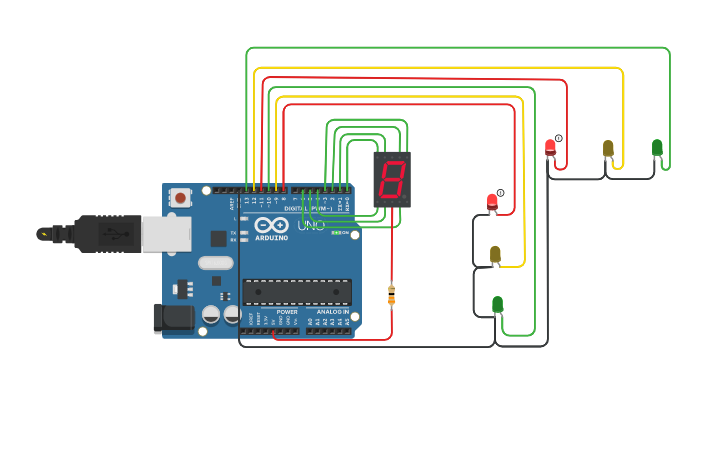 Circuit design 4.6 Two Way Traffic Light - Tinkercad