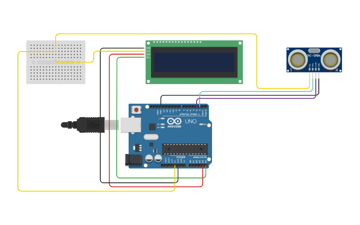 Circuit design Sensor jarak HC-SR04 - Tinkercad Circuit design Sensor jarak HC-SR04 - Tinkercad