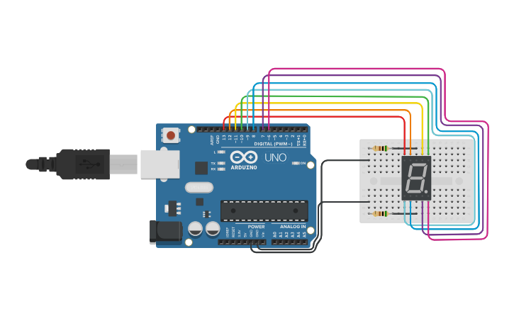 Circuit design 7 Segment Display 2 - Tinkercad