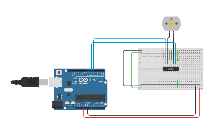 Circuit design DC motor project - Tinkercad