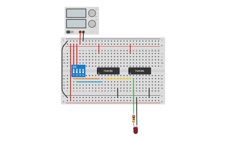Circuit design XNOR GATE - Tinkercad
