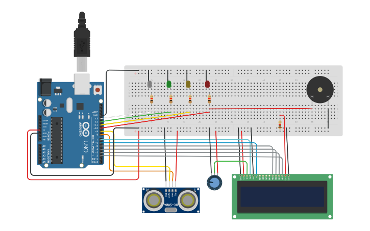 Circuit Design Flood Monitoring System Tinkercad