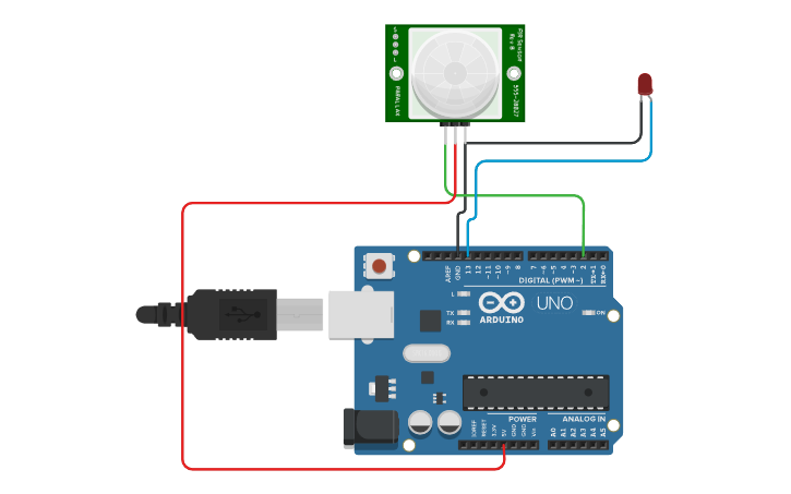 Circuit design PIR Sensor for 50 people | Tinkercad
