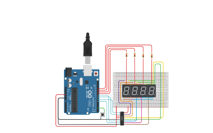 Circuit design 4x7-Segmentanzeige_CD4511_1 | Tinkercad