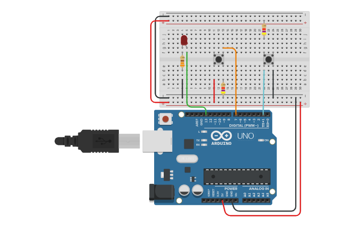 Circuit design Circuito 1 logico y 0 logico | Tinkercad