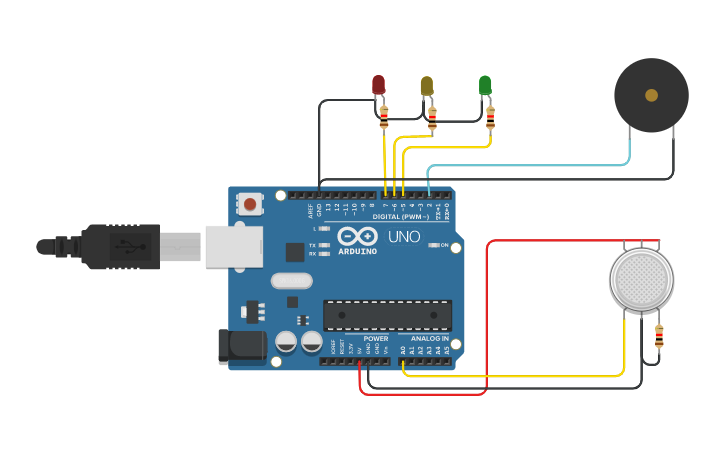 Circuit design GAS SENSOR - Tinkercad