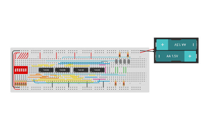 Circuit Design Adder Subtractor Tinkercad