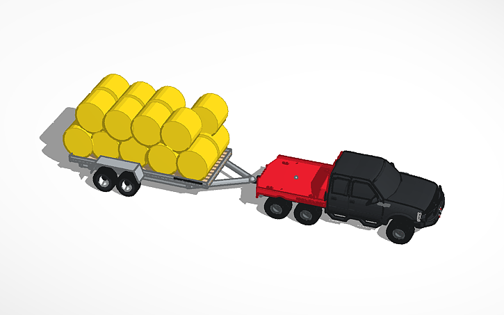 3D design Ford ranger 6x6 towing ifor Williams trailer full of hay ...