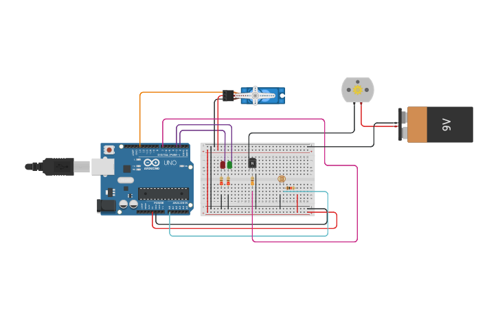 Circuit Design Servo Fotoresistencia Tinkercad
