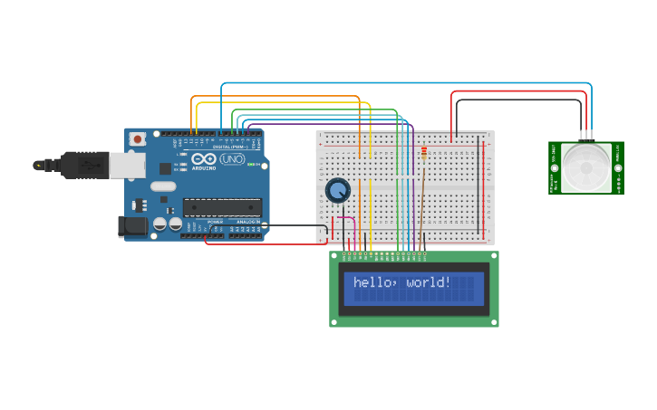 Circuit design PIR with Piezo example - Tinkercad