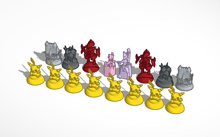 3D design Pokemon Chess Pieces - Tinkercad