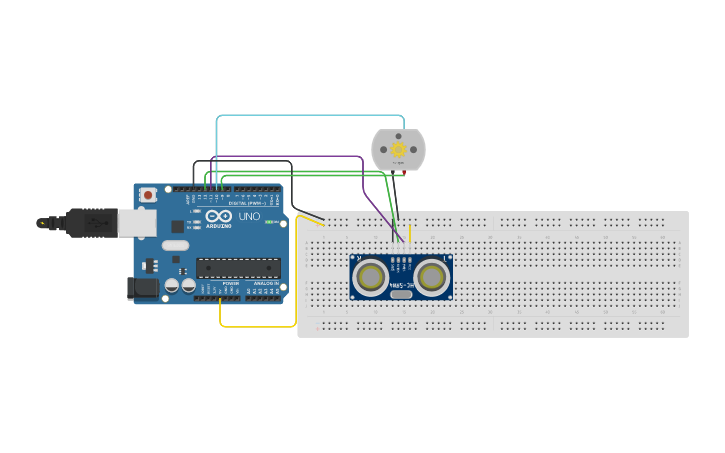 Circuit design Arduino sensor con motor Ileana Herrera | Tinkercad