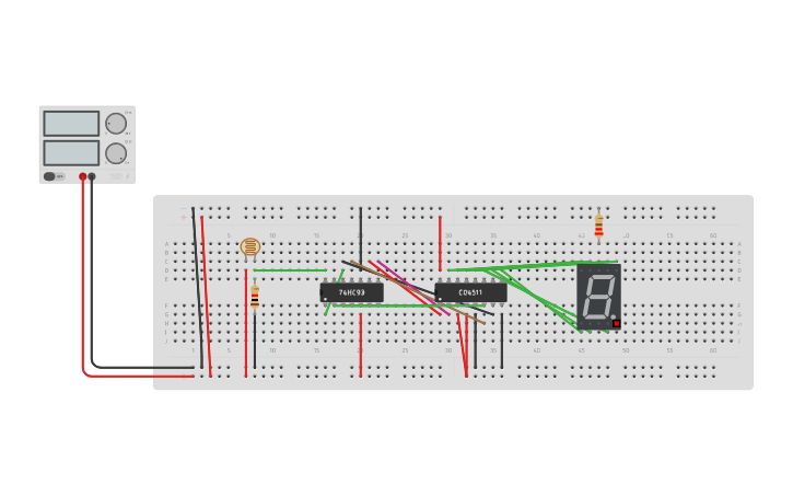 Circuit design 7 segment decoder - Tinkercad