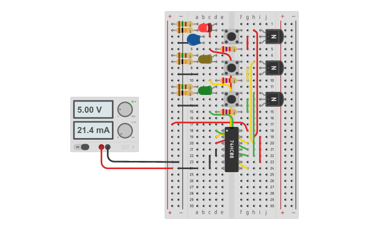 Circuit design Traffic lights v3 - Tinkercad