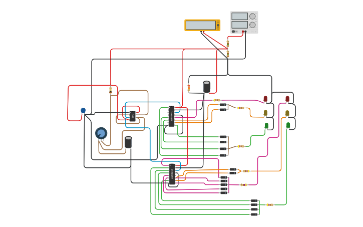 Circuit design UK Traffic Lights - Tinkercad