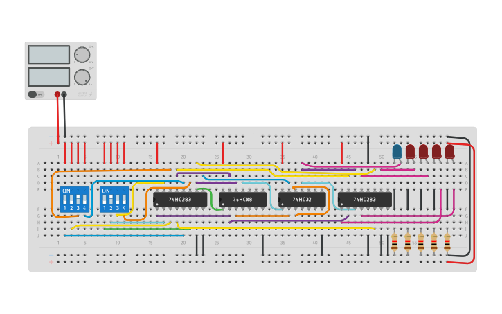 Circuit design bcd adder | Tinkercad