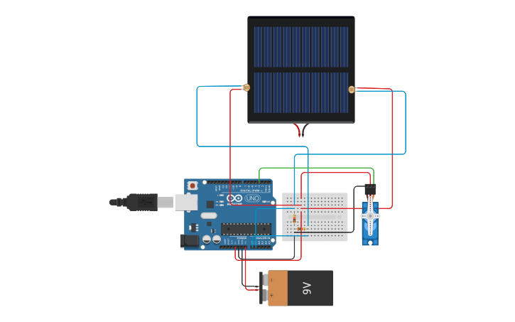 Circuit design SUN TRACKING SOLAR PANEL - Tinkercad