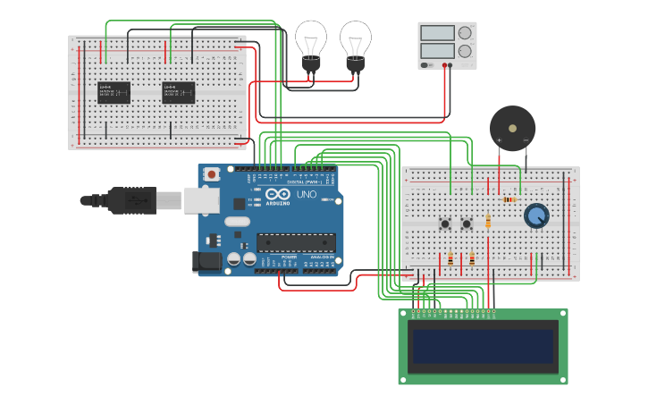Circuit design Prototipo - concurso de preguntas - Tinkercad