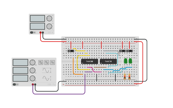 Circuit design D Flip Flop using NAND gates - Tinkercad