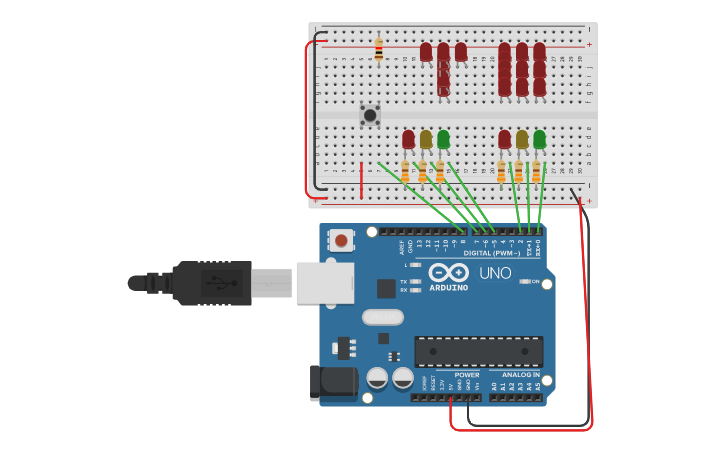 Circuit design BOTAO LED PULL UP - comando FOR | Tinkercad Circuit design BOTAO LED PULL UP - comando FOR | Tinkercad