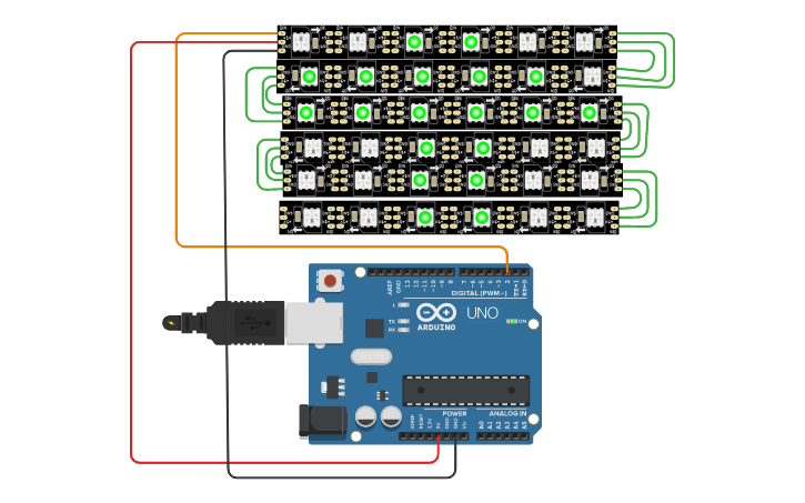 Circuit design Neo pixels(semáforos de autoestrada) | Tinkercad