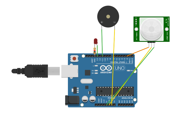 Circuit design PIR sensor with LED lab2 - Tinkercad Circuit design PIR sensor with LED lab2 - Tinkercad
