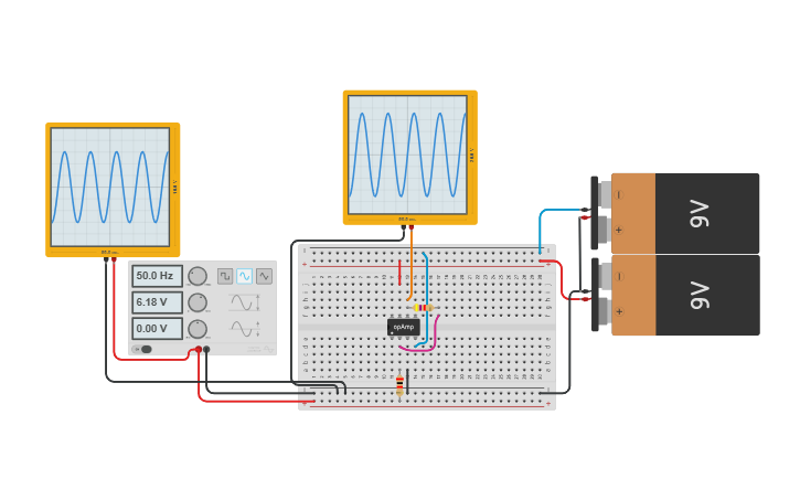 Circuit design Inverting Amplifier with IC741 - Tinkercad