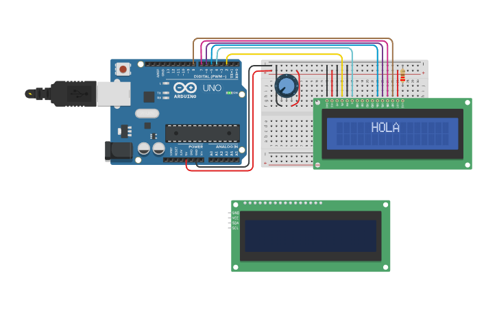 Circuit design LCD - Tinkercad