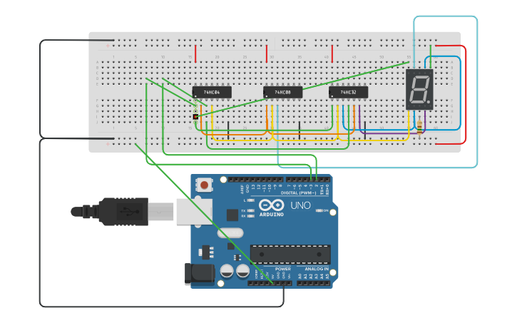 Circuit design Copy of Two-Bit Counter Framework | Tinkercad
